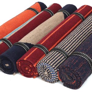 KD Yoga Rug Blanket Convert Plastic Yoga Mat to Eco Friendly 100% Cotton Reipping with Corner Pocket (Red-Orange)