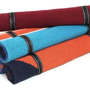 KD Yoga Rug Blanket Convert Plastic Yoga Mat to Eco Friendly 100% Cotton Reipping with Corner Pocket (Red-Orange)