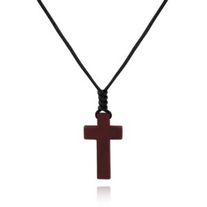 jishgs natural wood cross pendant necklace for men women， cross for car mirror pendant,wooden cross necklace gift (brown)