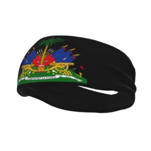 coat of arms haiti sports headbands unisex yoga non-slip quick-drying workout hairband