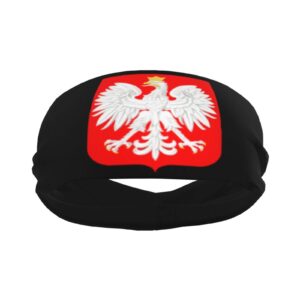 Polish Eagle Polska Poland Flag Sports Headbands Unisex Yoga Non-Slip Quick-Drying Workout Hairband