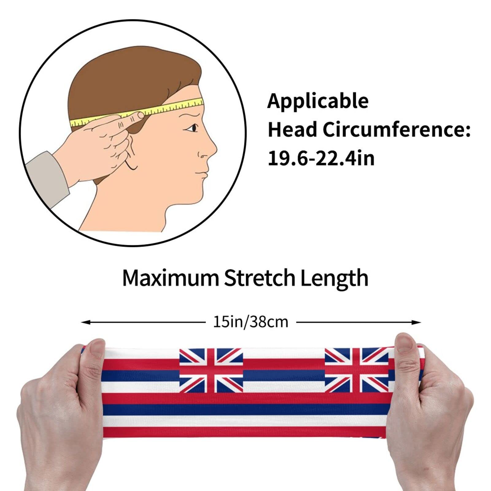 Hawaiian Flag Sports Headbands Unisex Yoga Non-Slip Quick-Drying Workout Hairband