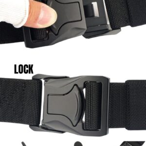 2 Pack-Metal Buckle Quick Release Outdoor Tactical Belt for Men Stretch Nylon Web Belt for Hunting Camping (BLACK+GREY)