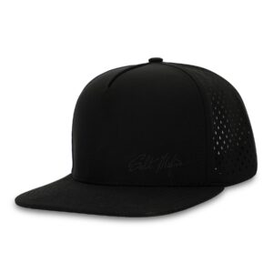 salt mafia flat brim water-resistant performance snap back hat, blackout