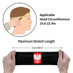 Polish Eagle Polska Poland Flag Sports Headbands Unisex Yoga Non-Slip Quick-Drying Workout Hairband