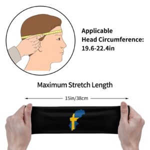 Swedish Map Flag Sports Headbands Unisex Yoga Non-Slip Quick-Drying Workout Hairband