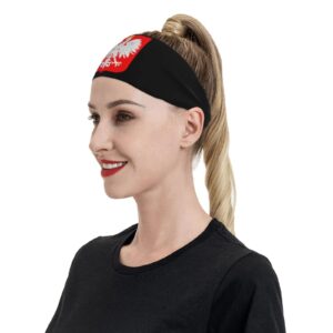 Polish Eagle Polska Poland Flag Sports Headbands Unisex Yoga Non-Slip Quick-Drying Workout Hairband