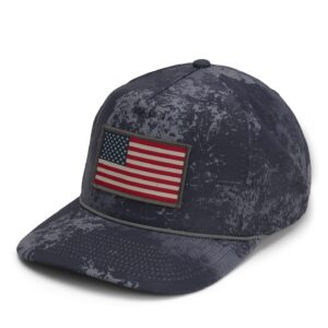 Paramount Outdors Performance Perforated American Flag Trucker Hat Rope Cap (Black Cirrus)