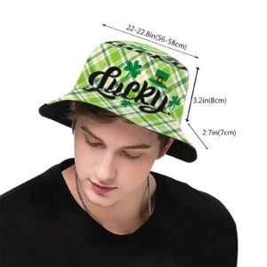 St. Patrick's Day Bucket Hats Fashion Sun Cap Packable Outdoor Green Lucky Shamrock Hat for Women Men