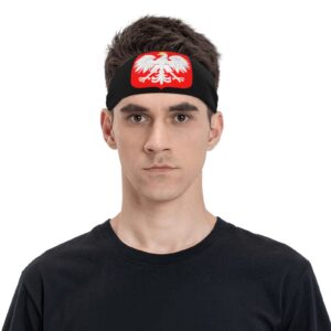 Polish Eagle Polska Poland Flag Sports Headbands Unisex Yoga Non-Slip Quick-Drying Workout Hairband