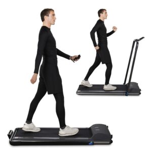 aw 2 in 1 under desk treadmill folding electric treadmill walking jogging machine motorized exercise machine with lcd display for home office gym exercise apartment basement workout