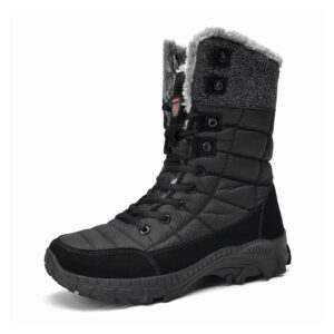 ozlika mens snow boots waterproof high top hiking shoes outdoor cotton boots winter shoes for hiking trekking (color : black, size : 8.5)