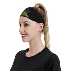 Coat of Arms Haiti Sports Headbands Unisex Yoga Non-Slip Quick-Drying Workout Hairband