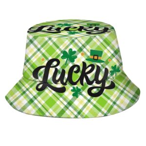 st. patrick's day bucket hats fashion sun cap packable outdoor green lucky shamrock hat for women men