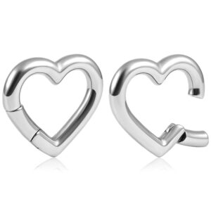 doearko 2pcs heart design ear hanger weights for stretched ears gauges ear plugs body piercing tunnels 316 stainless steel hypoallergenic body jewelry (4g (5mm), 1#silver)