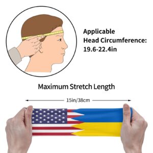 America Ukraine Friendship Flag Sports Headbands Unisex Yoga Non-Slip Quick-Drying Workout Hairband