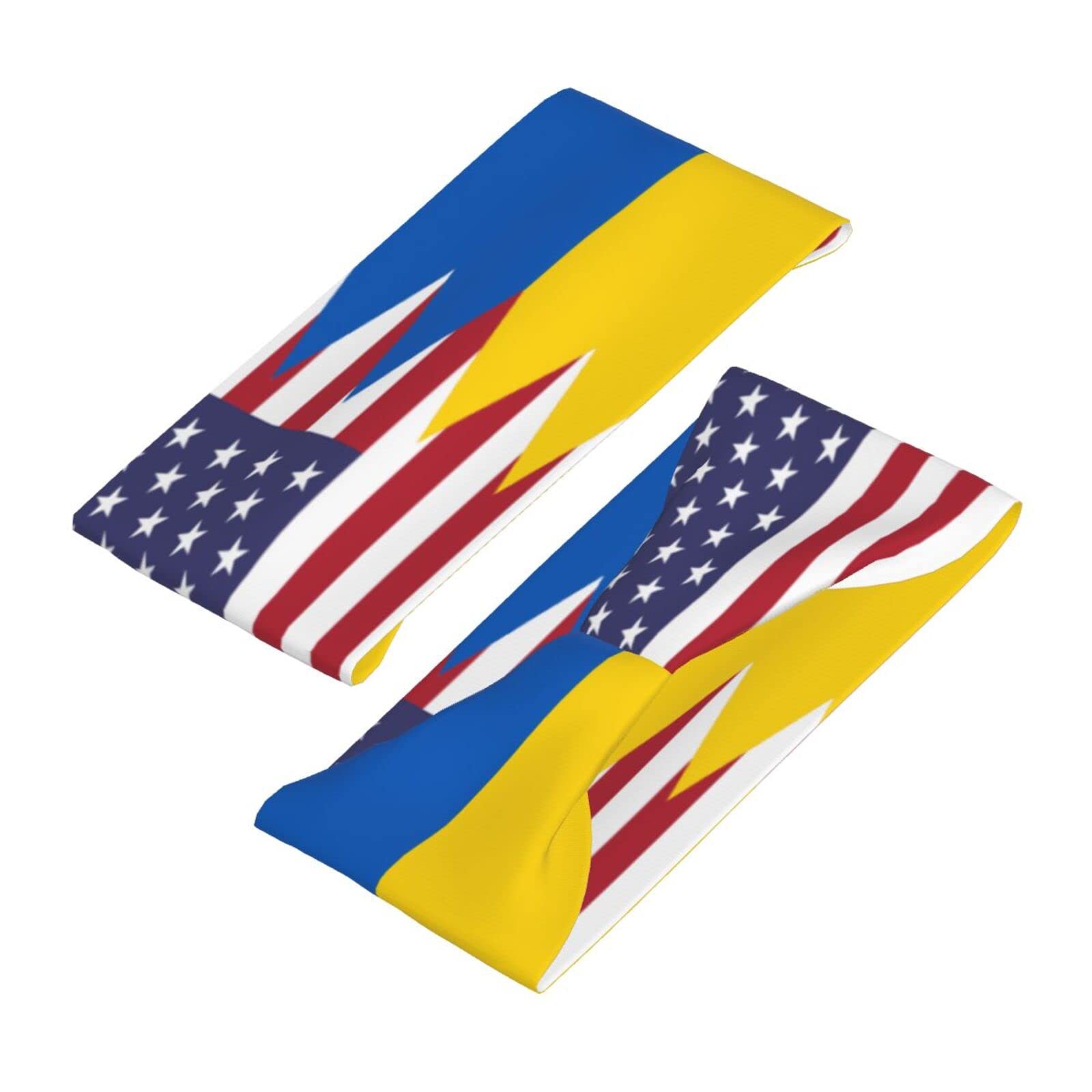 America Ukraine Friendship Flag Sports Headbands Unisex Yoga Non-Slip Quick-Drying Workout Hairband