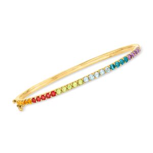 ross-simons 2.20 ct. t.w. multi-gemstone bangle bracelet in 18kt gold over sterling. 8 inches