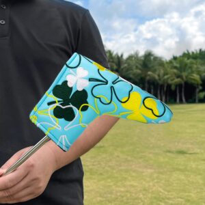 Lucky Shamrock Golf Putter Cover Premium Blade Putter Headcover Magnetic Golf Putter Head Cover fits for Scotty Cameron, Odyssey, Taylormade All Brand, Golf Gift for Women/Mens Golfer