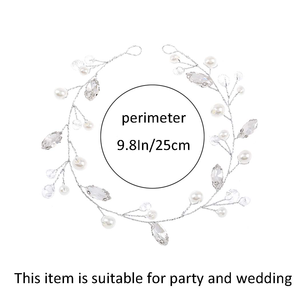 Jakawin Bride Pearl Wedding Hair Vine Rhinestone Hair Piece Crystal Bridal Hair Accessories for Women HV192 (1 Silver)