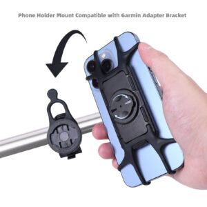 Bike Phone Holder Compatible with Most Phones,Compatible with Garmin Bicycle Bracket Mount Adapter,Detachable Universal Cell Phone Holder for Bike