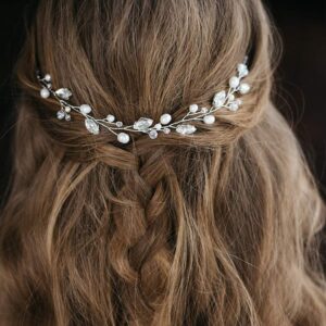 Jakawin Bride Pearl Wedding Hair Vine Rhinestone Hair Piece Crystal Bridal Hair Accessories for Women HV192 (1 Silver)