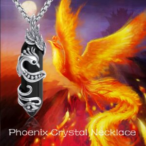 Phoenix Necklace Black Crystal Pendants Nirvana of Phoenix Pendant Fire Bird Phoenix Necklace I Survived Black Crystal Phoenix Jewelry Gift for Women Men 925 Sterling Silver