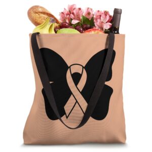 Uterine Cancer Awareness Peach Ribbon Butterfly Support Tote Bag