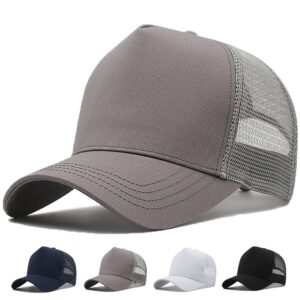 munula oversize xxl mesh trucker hat big head hats for men high crown baseball cap breathable dad hat adjustable 23.6"-25.6" (gray)