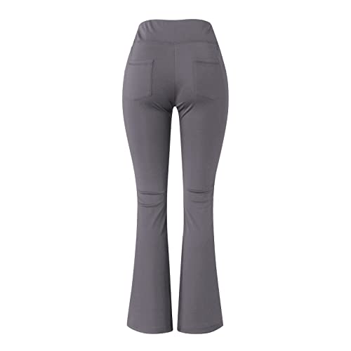 Sports Wide Pants Flared Pilates Fitness Waist Straight for Yoga Flare High Yoga Leg Trousers Leggings Trousers with Pocket Women Yoga Pants (Grey-4, S)