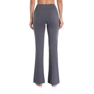 Sports Wide Pants Flared Pilates Fitness Waist Straight for Yoga Flare High Yoga Leg Trousers Leggings Trousers with Pocket Women Yoga Pants (Grey-4, S)