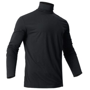 black turtleneck mens t-shirt slim fit lightweight long sleeve pullover top soft shirts warm undershirt stretch gentleman solid color business fashion casual menswear sizes xl