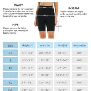 BALEAF Women's Light Compression Biker Shorts 8" High Waisted Yoga Gym Spandex Shorts Side Pockets Black XL