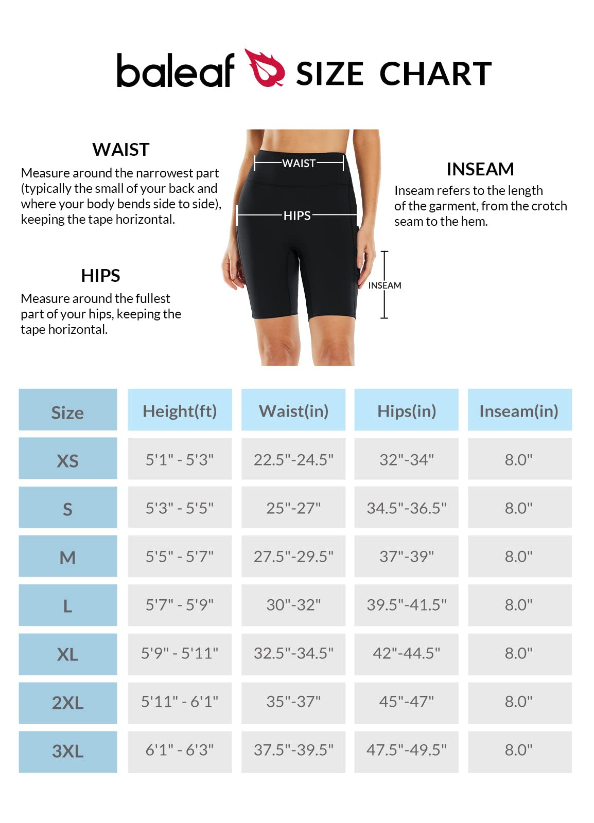 BALEAF Women's Light Compression Biker Shorts 8" High Waisted Yoga Gym Spandex Shorts Side Pockets Black XL