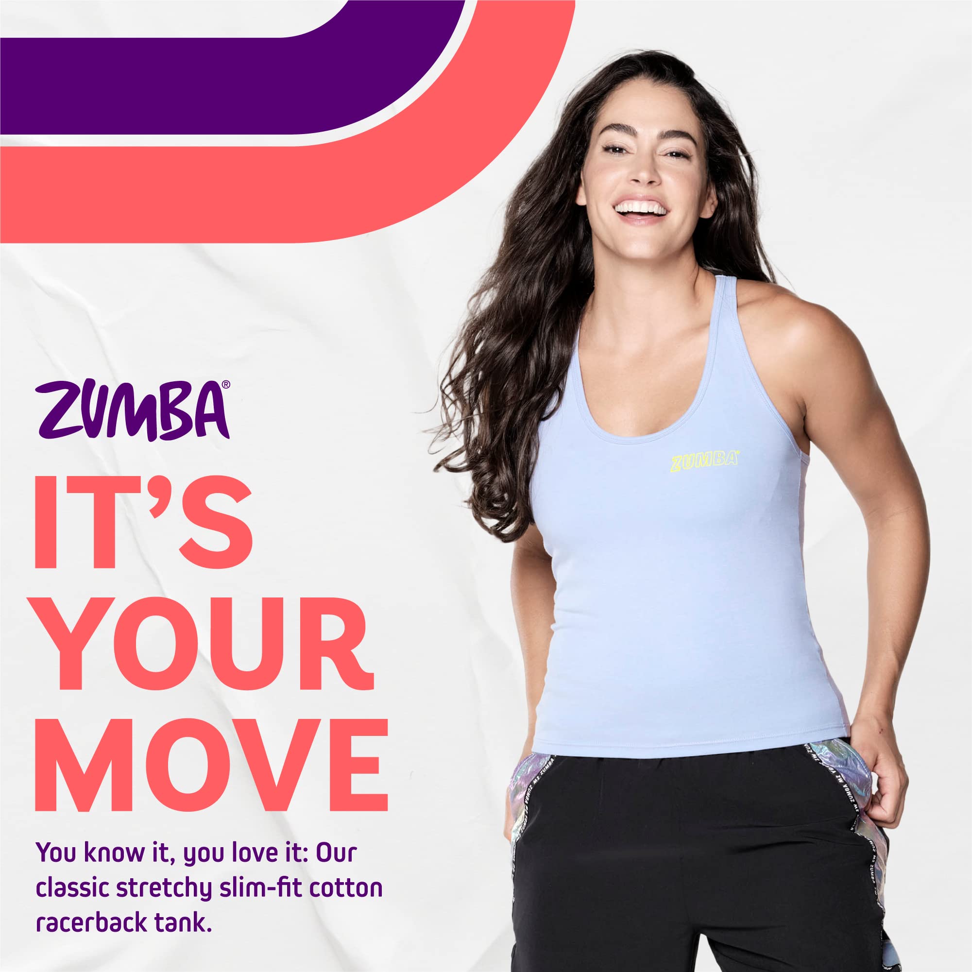 ZUMBA Women's Future 2.0 Racerback Tank Top, Sleeveless Exercise Tank, Large, Orchid