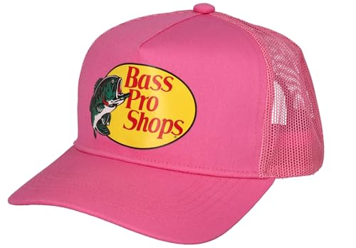 Bass Pro Shop Men's Trucker Hat Mesh Cap - Adjustable Snapback Closure - Great for Hunting & Fishing (Hot Pint)