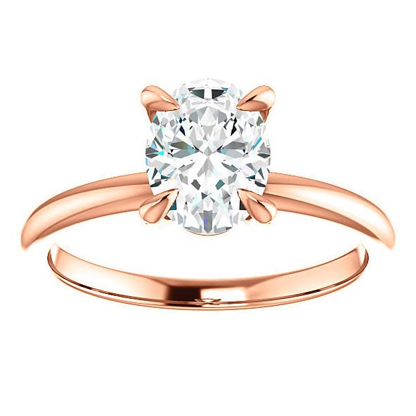 10K/14K/18K Solid Rose Gold Handmade Engagement Ring 2.5 CT Oval Cut Moissanite Diamond Solitaire Wedding/Bridal Ring Set for Womens/Her Proposes Ring