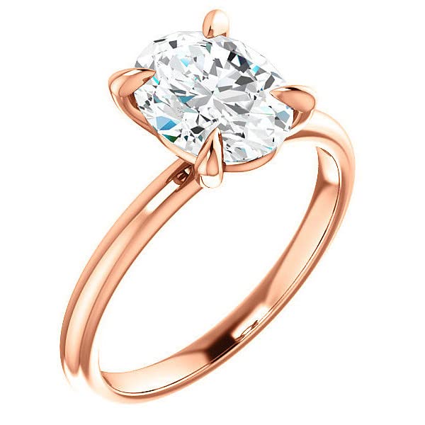 10K/14K/18K Solid Rose Gold Handmade Engagement Ring 2.5 CT Oval Cut Moissanite Diamond Solitaire Wedding/Bridal Ring Set for Womens/Her Proposes Ring