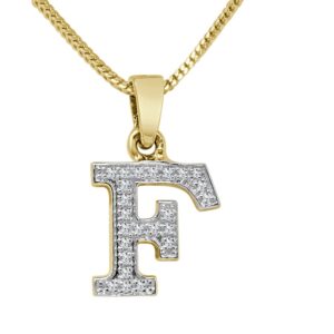 usdiamondking 10k real yellow gold genuine diamonds alphabet a-z initial letters charm pendant (f)