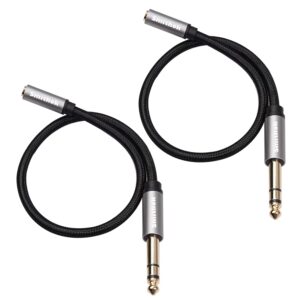 smithok 2 pack, 1/4 inch to 3.5mm headphone adapter trs 6.35mm 1/4 inch male to 3.5mm 1/8 inch female stereo jack audio adapter for amplifiers, guitar, keyboard piano, headphones - 12inch/30cm