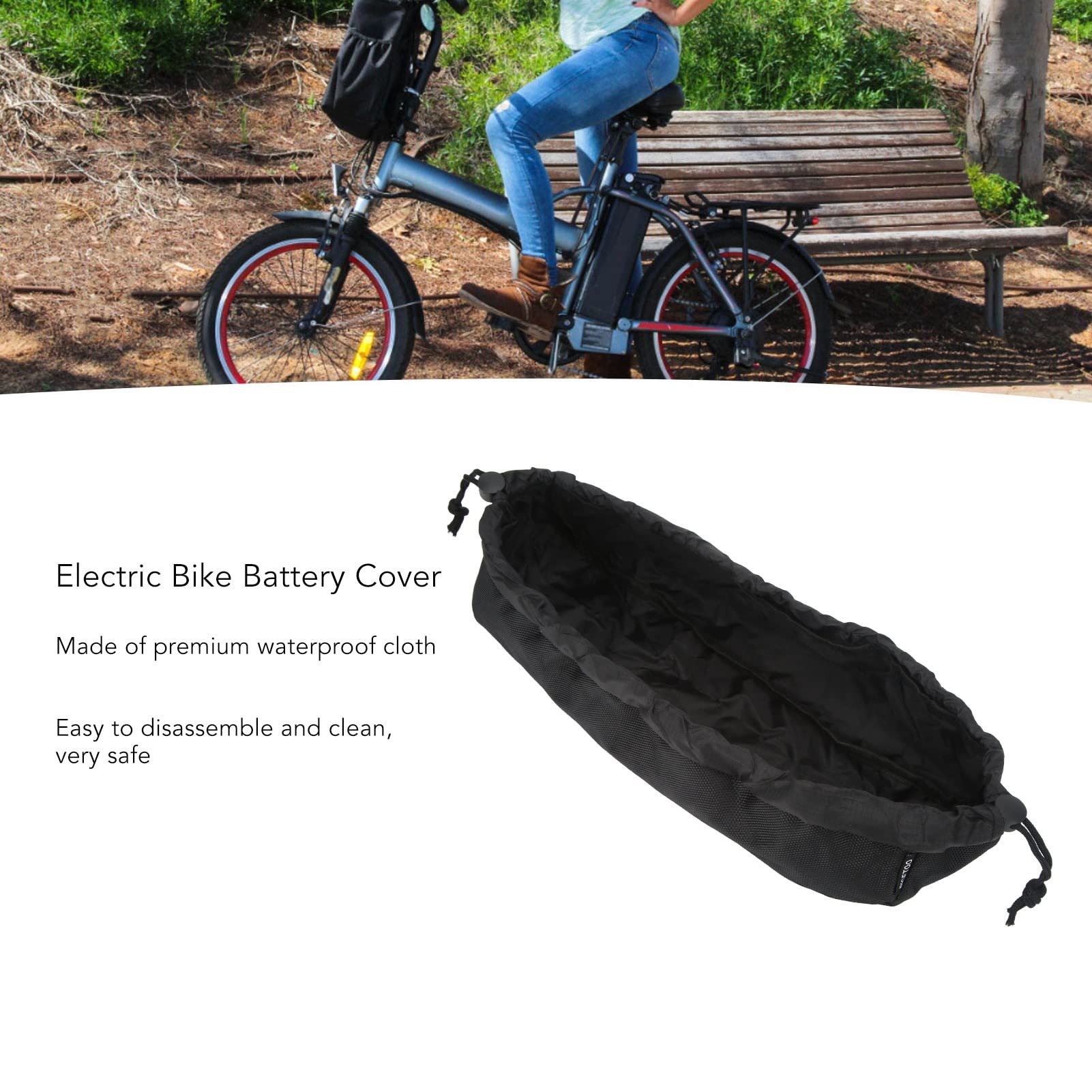 Waterproof Ebike Battery Cover, Electric Bike Battery Cover Dustproof Cloth Dustproof Battery Protective Drawstring Bag Electric Bicycle Accessories