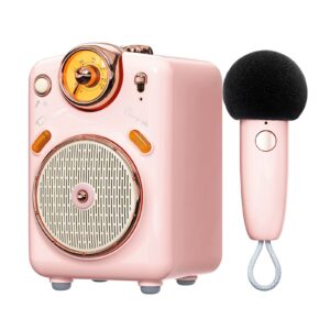 cute speaker with microphone, with 7 different sound modes for singing or talking, karaoke machine for girls, boys, family party, presentation, training, outdoor (pink)