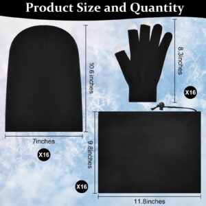 48 Pieces Winter Beanies Gloves Neck Warmers Set, Bulk Winter Touchscreen Gloves Knitted Cap Beanie Scarf for Donation Charity Adults Homeless Unisex