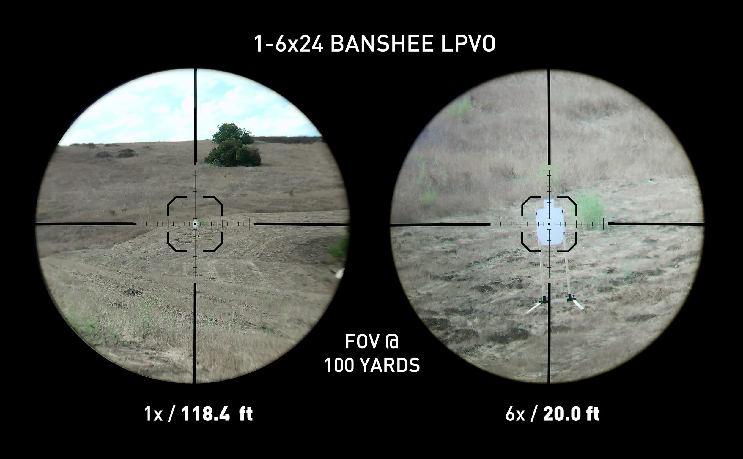 Monstrum Banshee 1-6x24 LPVO Rifle Scope with Offset Scope Mount | Black | MX1 Reticle