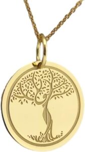 danelian 14k solid gold tree of life pendant, nature necklace (no chain included, 0.95 inches / 24.1mm)