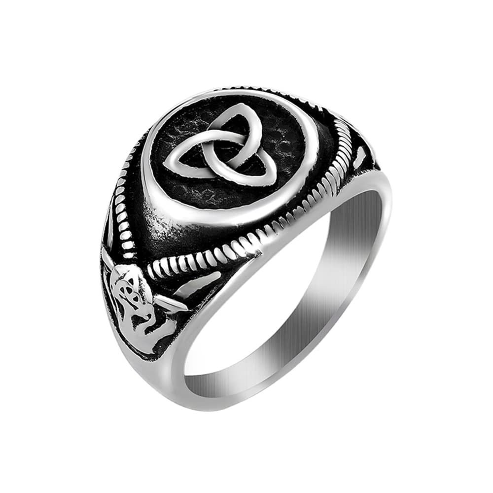 NIGHTCRUZ Triquetra Trinity Knot Ring, Irish Celtic Knot Ring Stainless Steel, Nordic Jewelry for Women