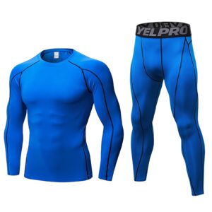 hotfiary men's compression set pants long sleeve shirt thermals base layer cold weather gear long johns for winter running