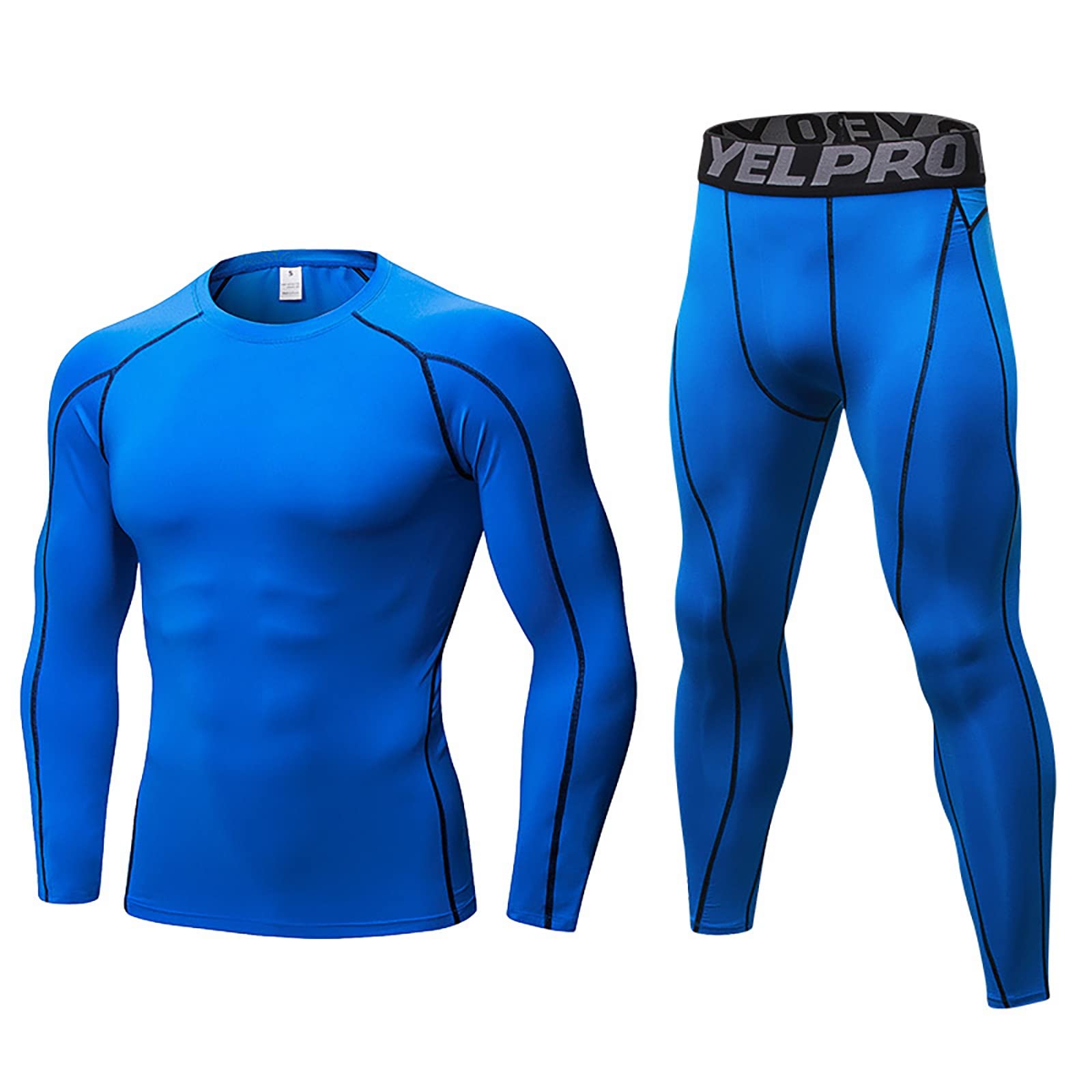 Hotfiary Men's Compression Set Pants Long Sleeve Shirt Thermals Base Layer Cold Weather Gear Long Johns for Winter Running