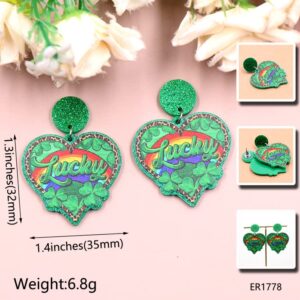 St. Patrick's Day Earrings for Women Acrylic Irish Green Clover Drop Earrings Beer Hat Rainbow Dangle Earrings Good Luck Jewelry Gift-lucky