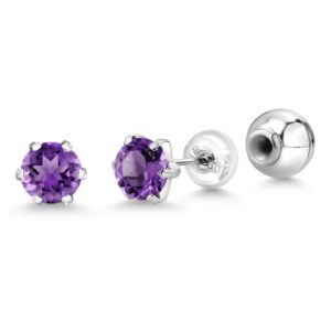 gem stone king pure pt950 platinum 950 six prong 6mm round gemstone birthstone stud earrings for women